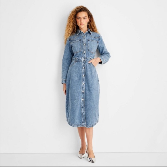 Future Collective | Dresses | Nwt Future Collective Denim Midi Dress ...